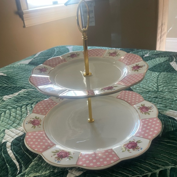 Dining | Grace Teaware Pink Roses Floral Twotier Cake Stand | Poshmark